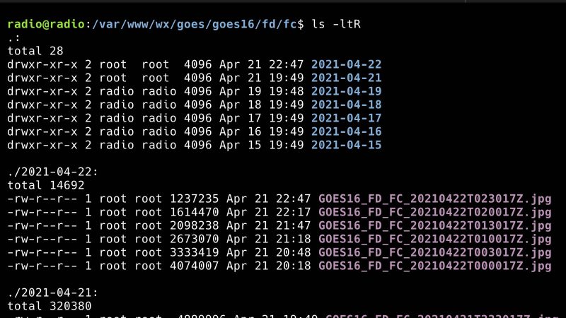 Automating the deletion of GOES-16 and GOES-17 images received using ...